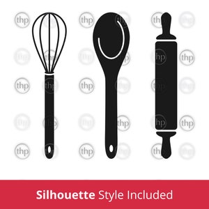 Baking SVG - Baking Utensils Svg, Kitchen Svg, Rolling Pin Svg, Whisk ...