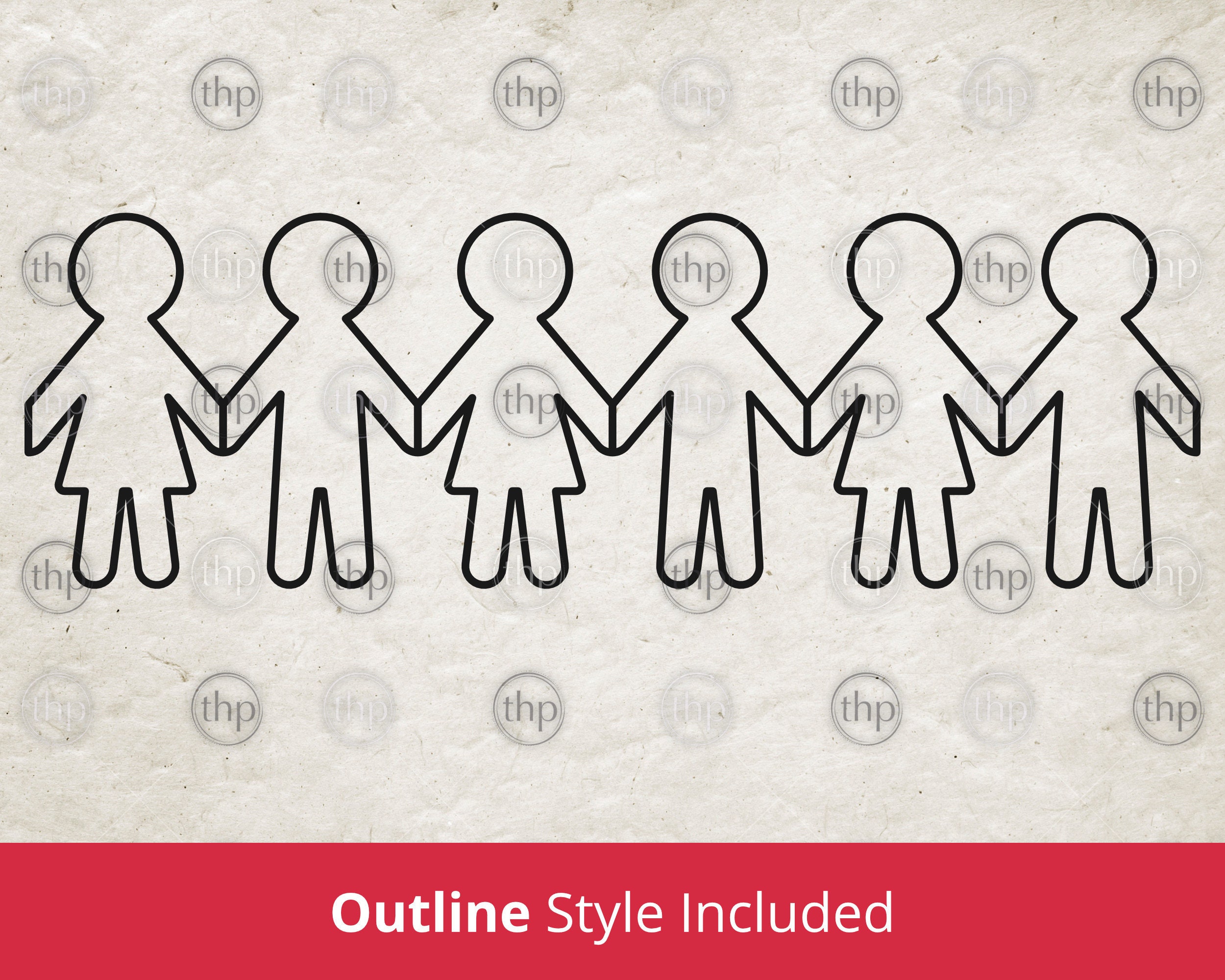 Paper People Chain SVG: Community Doll Chain Clipart EPS PNG (digital ...