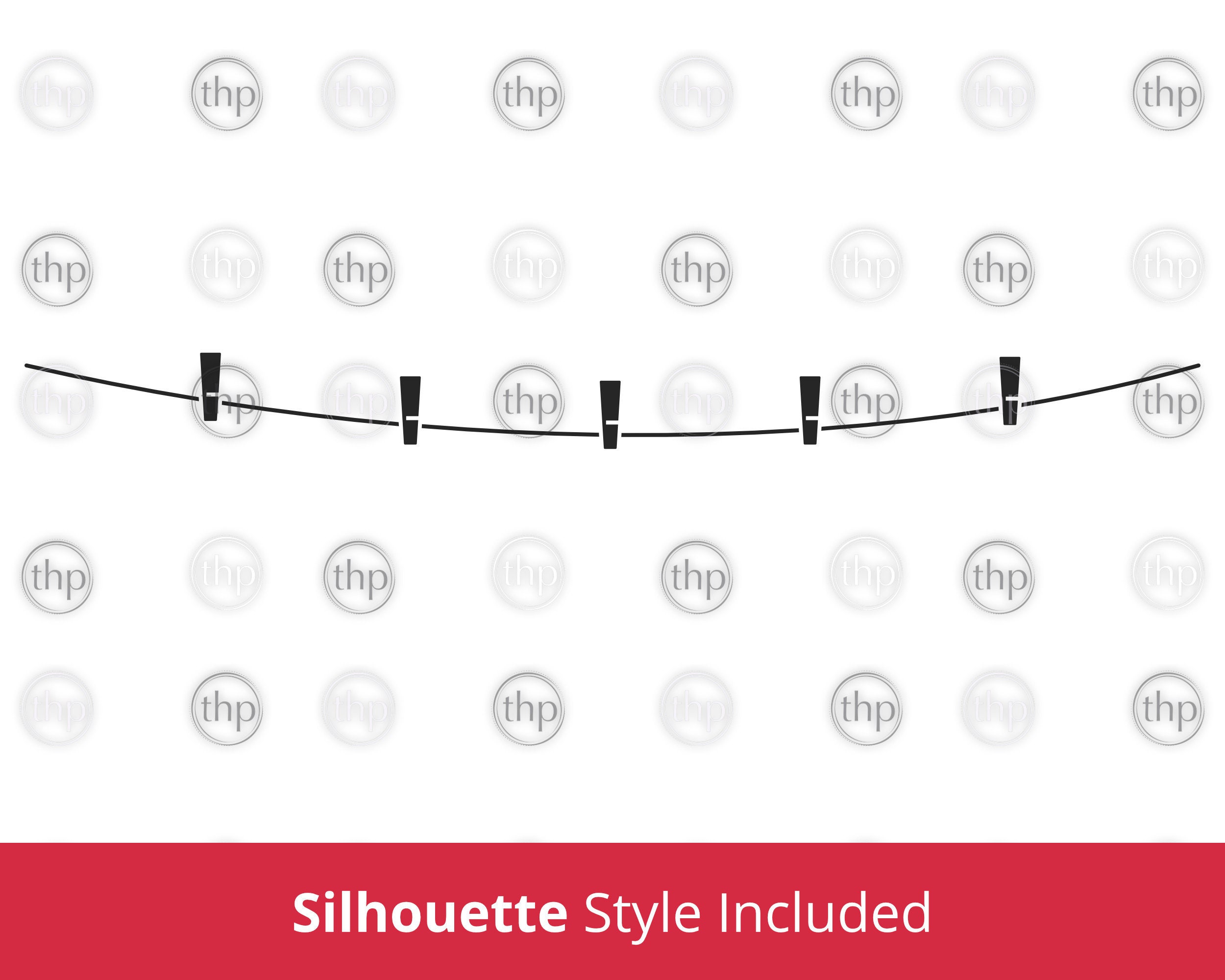 Clothesline With Clothespins SVG: Wooden Laundry Pegs Cut Files EPS PNG ...