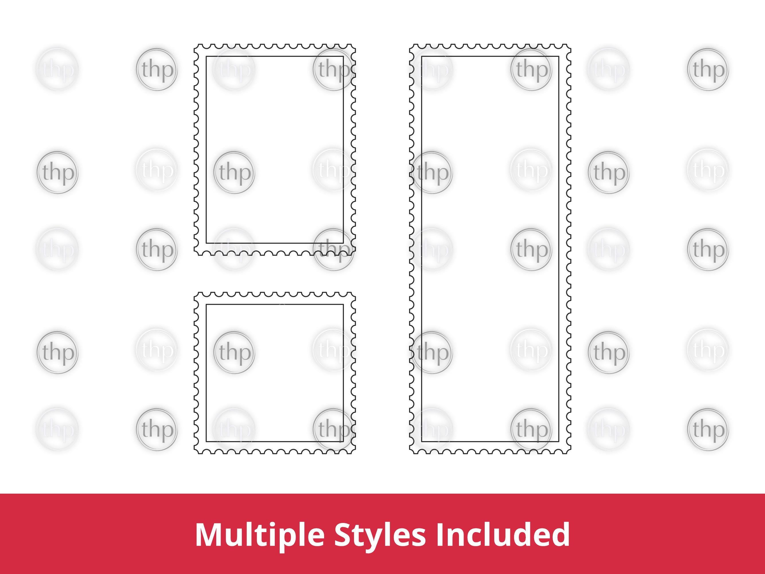 Blank Postage Stamp Frames SVG: Stamps Clipart Perforated Edge ...