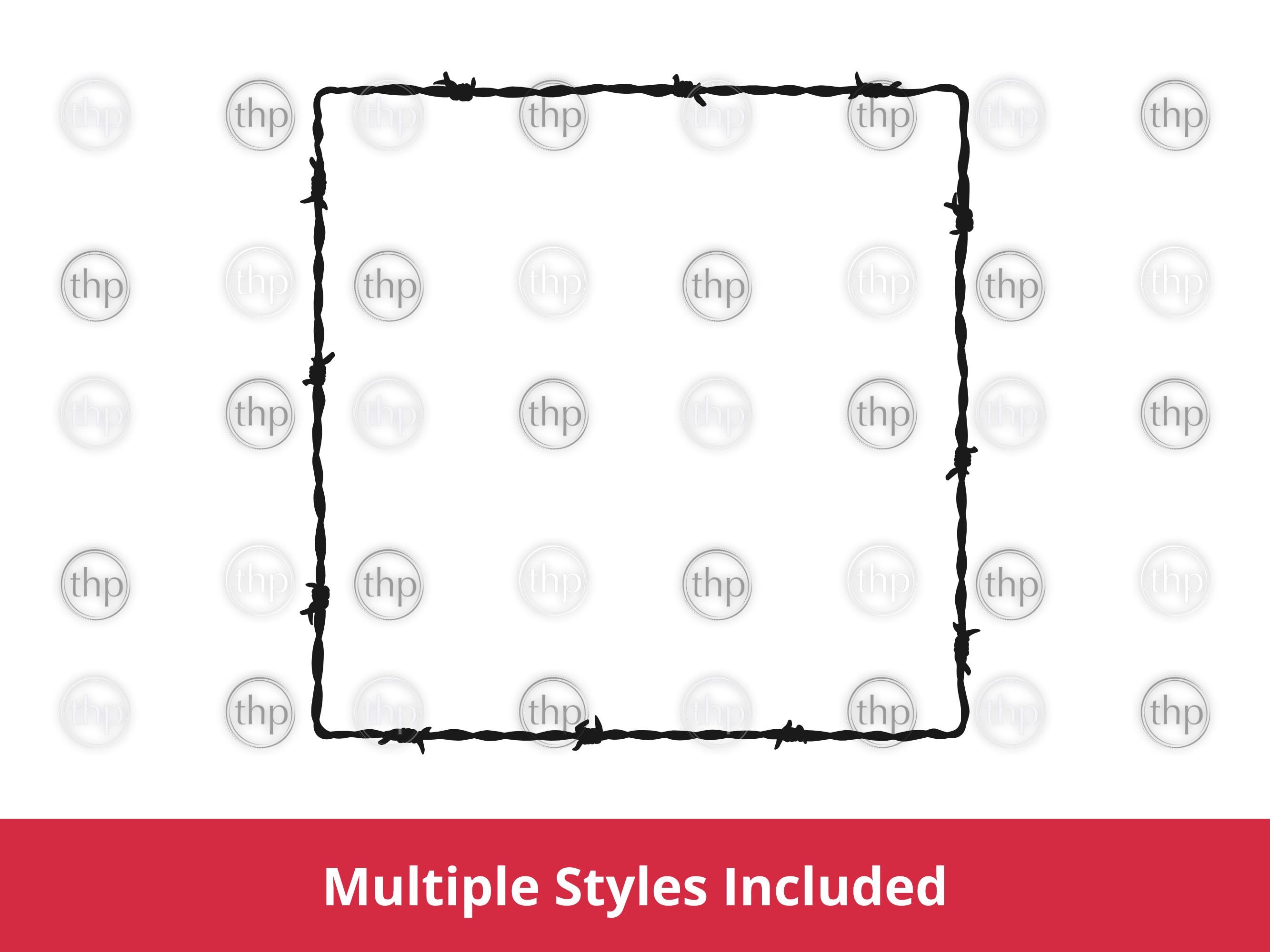 Barbed Wire Square Frame SVG PNG DXF: Rustic Border Clipart Cut Files ...