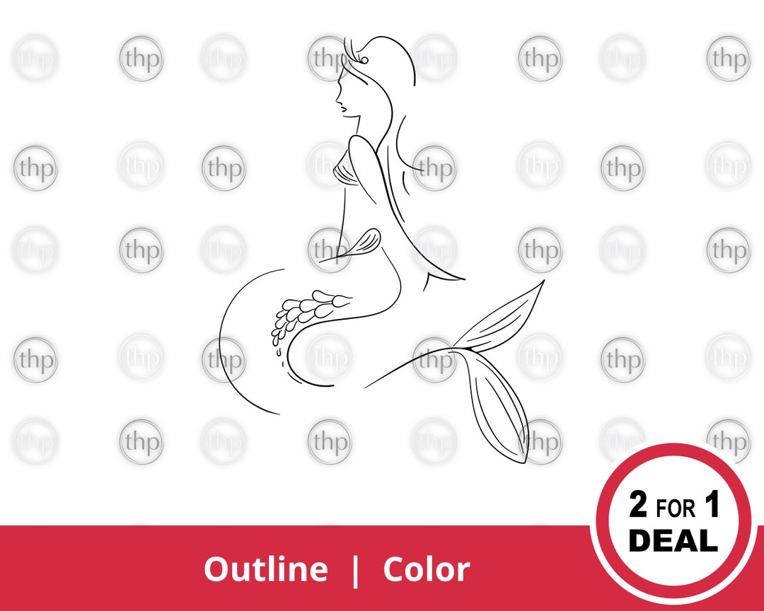 Mermaid SVG - Mermaid Outline Svg, Mermaid Clipart, Party Svg, Tail Svg ...