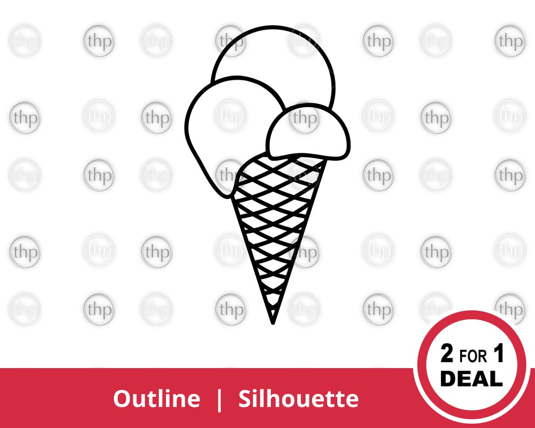 Ice Cream Cone Svg Ice Cream Svg Gelato Cone Outline Svg Dessert Svg