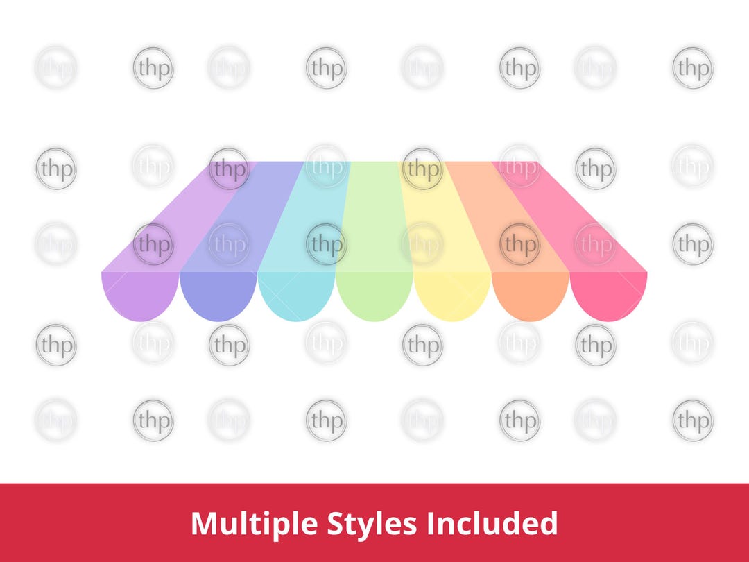 Rainbow Striped Awning SVG: Party Canopy Cut Files PNG DXF (digital ...