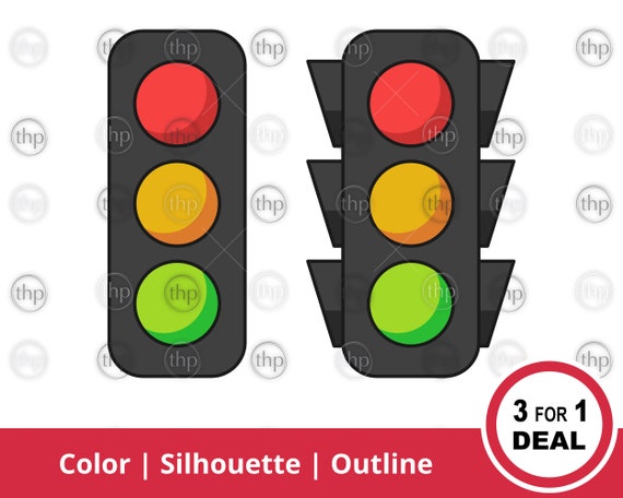 Stop Light Outline Contour Traffic Light Set Stop Wait Go Sign