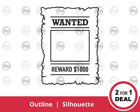 Wanted Poster SVG Wild West Svg Cowboy Svg Wanted Outline - Etsy UK