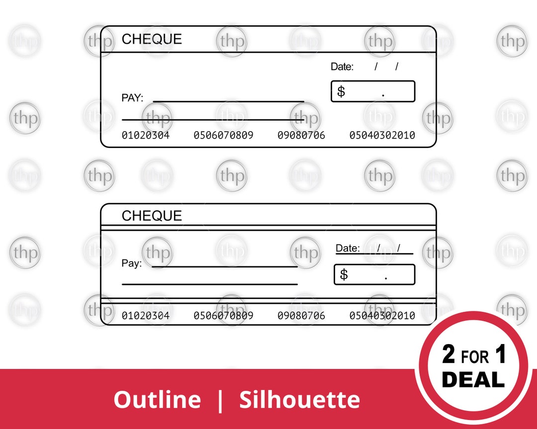 Blank Cheque or Check SVG EPS PNG Chequebook, Checkbook, Template ...