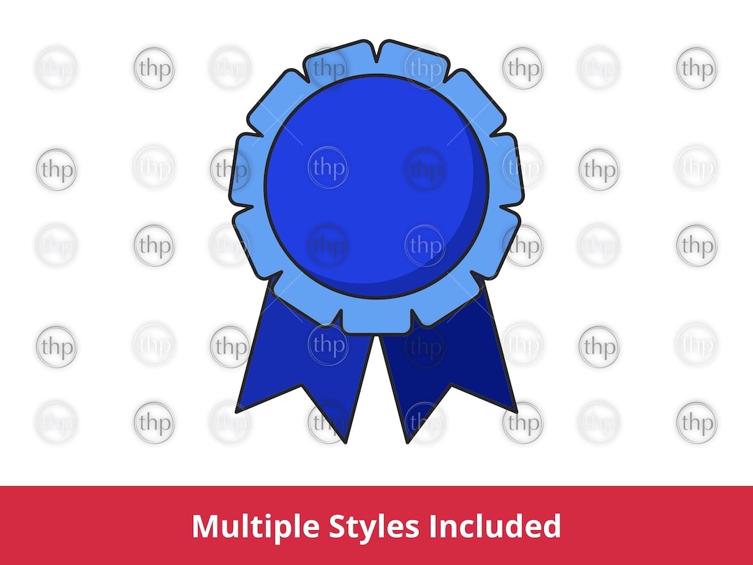 Blue Ribbon Rosette SVG PNG - Printable 1st Place Ribbon, First, Award ...
