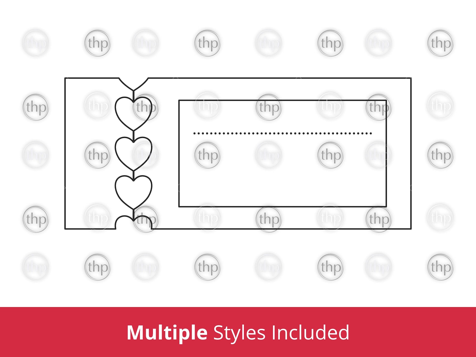 Love Hearts Coupon Template: Blank Ticket SVG PNG DXF Cut Files ...