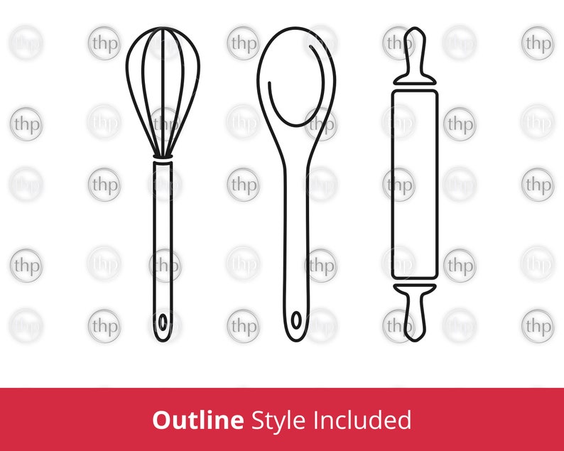 Baking SVG - Baking Utensils Svg, Kitchen Svg, Rolling Pin Svg, Whisk ...