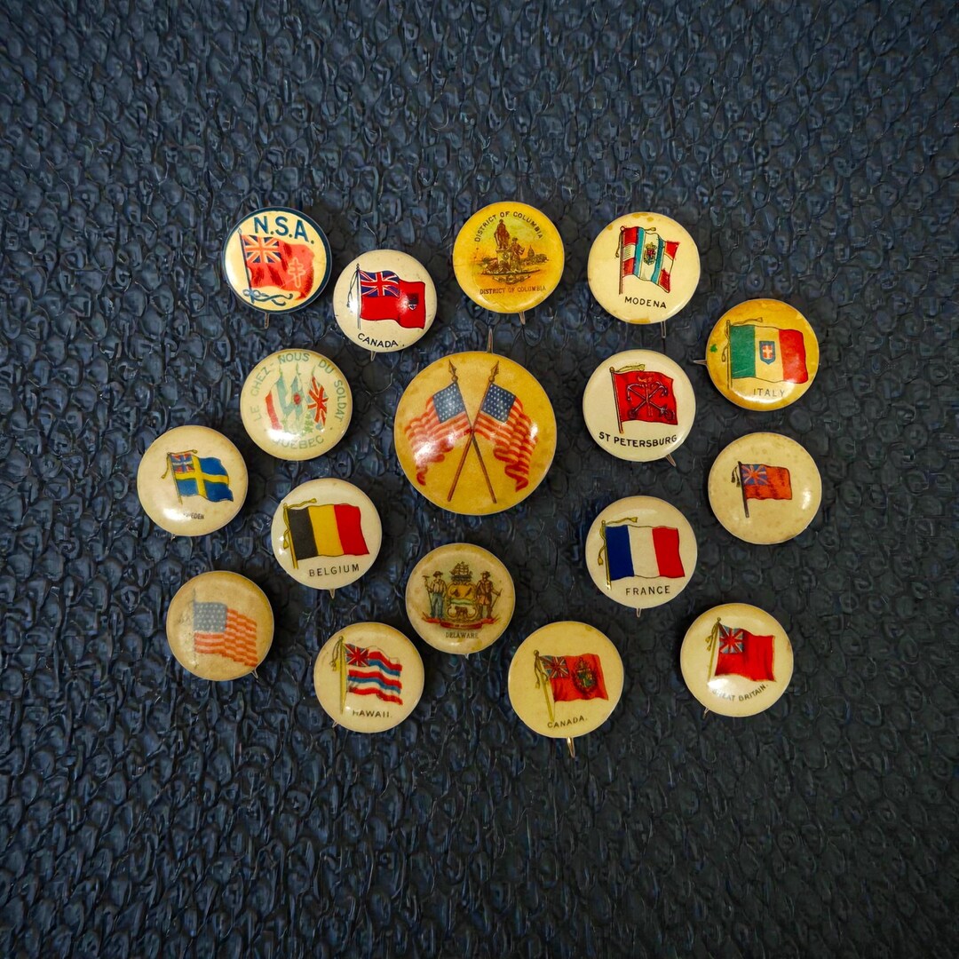 Antique WWI Allied Flag Celluloid Pinbacks | C. 1914–1918 - Etsy