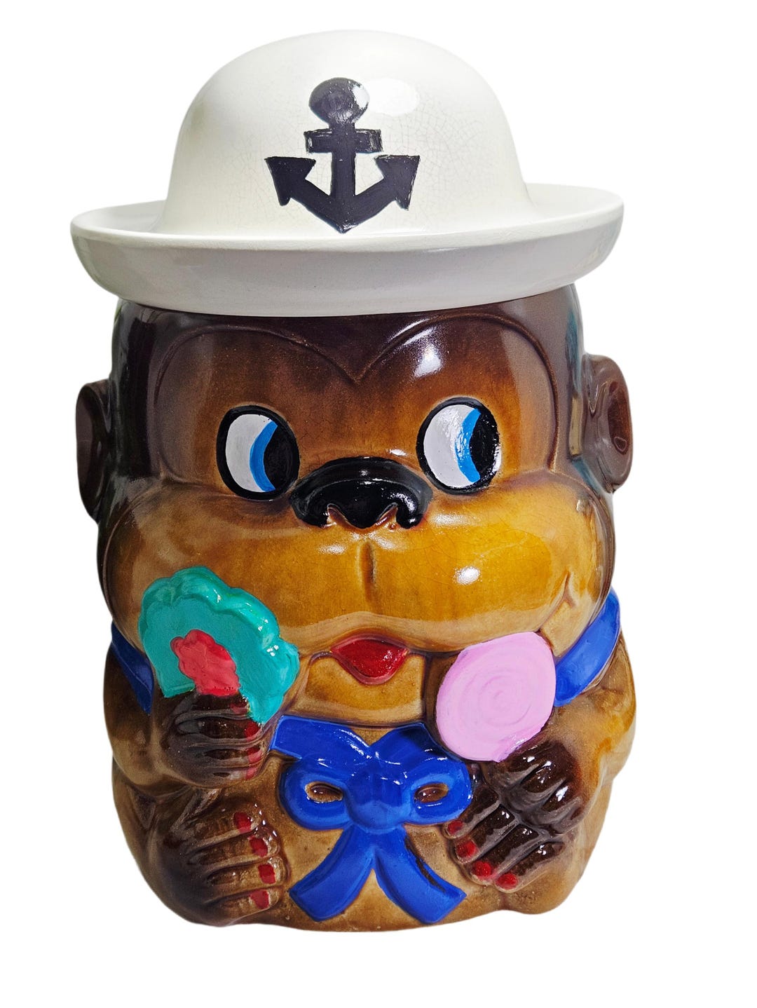 Vintage Japan Sailor Monkey Cookie Jar - Etsy