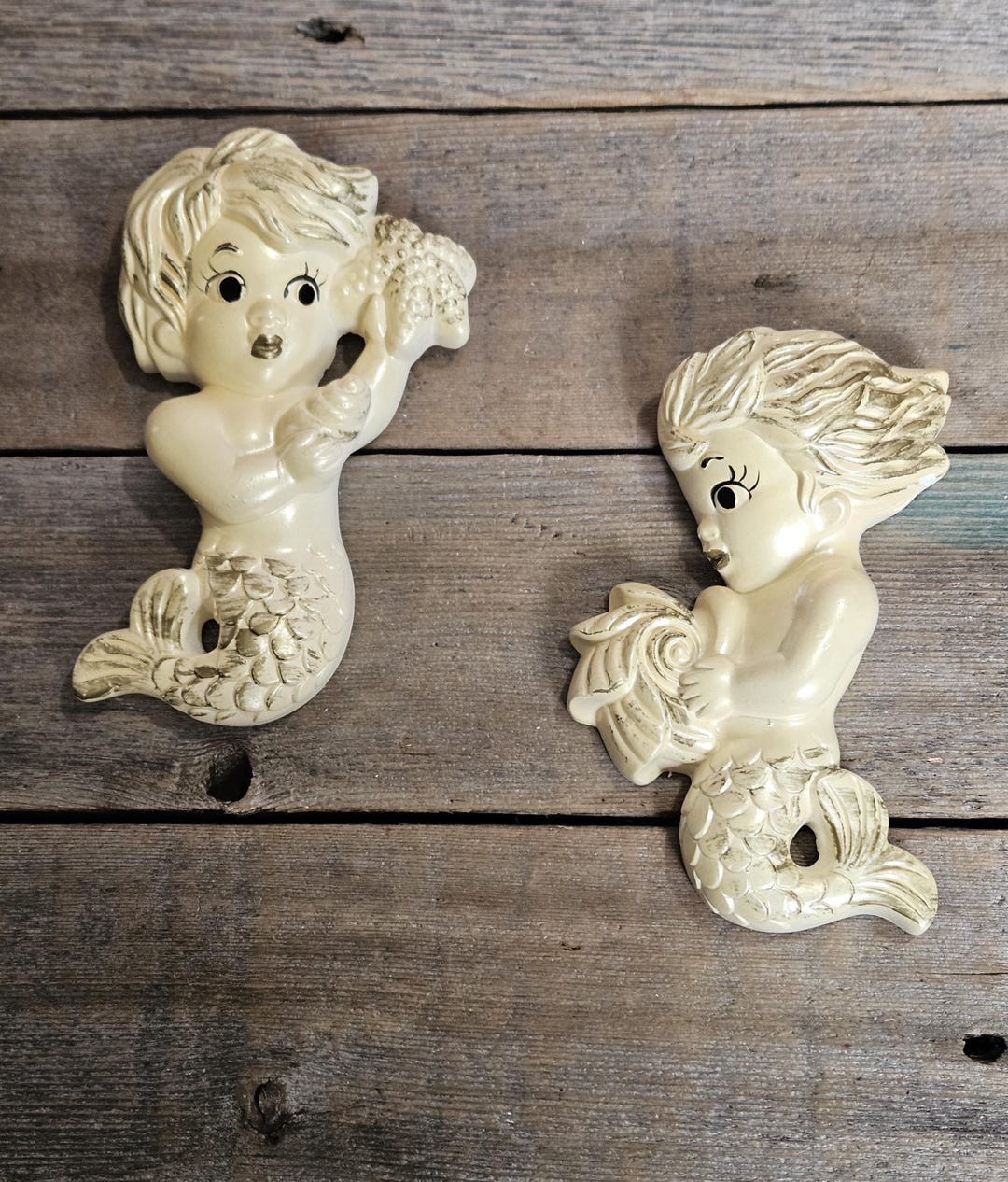 Vintage 1968 Miller Studios Mermaids Chalkware Wall Art Decor - Etsy