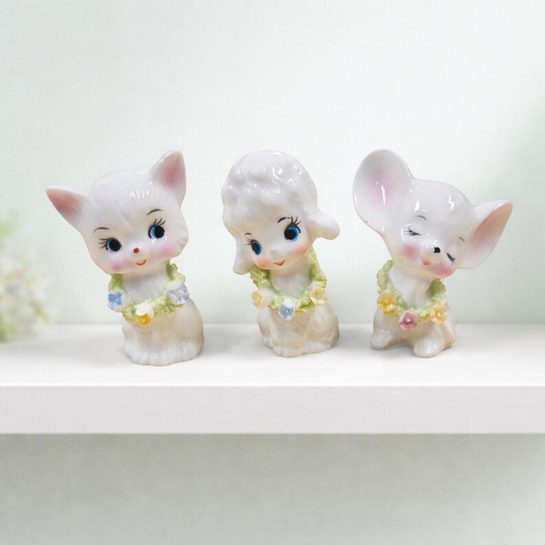 Vintage Enesco Little Animal Ceramic Figurines - Etsy