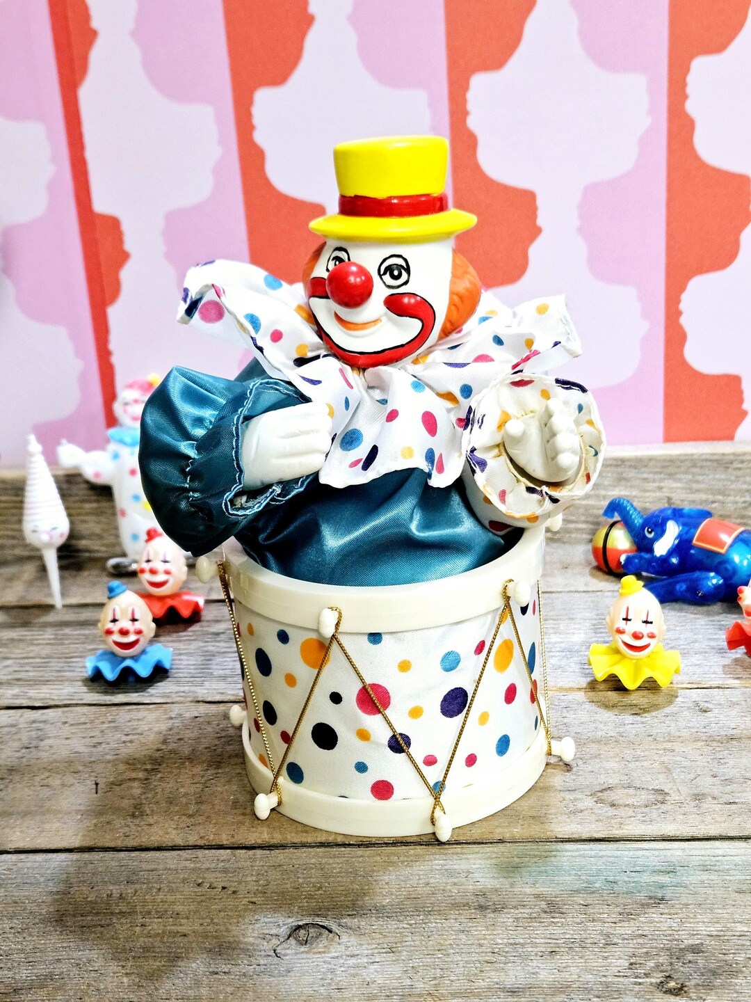 Vintage Clown in A Drum Music Box - Etsy