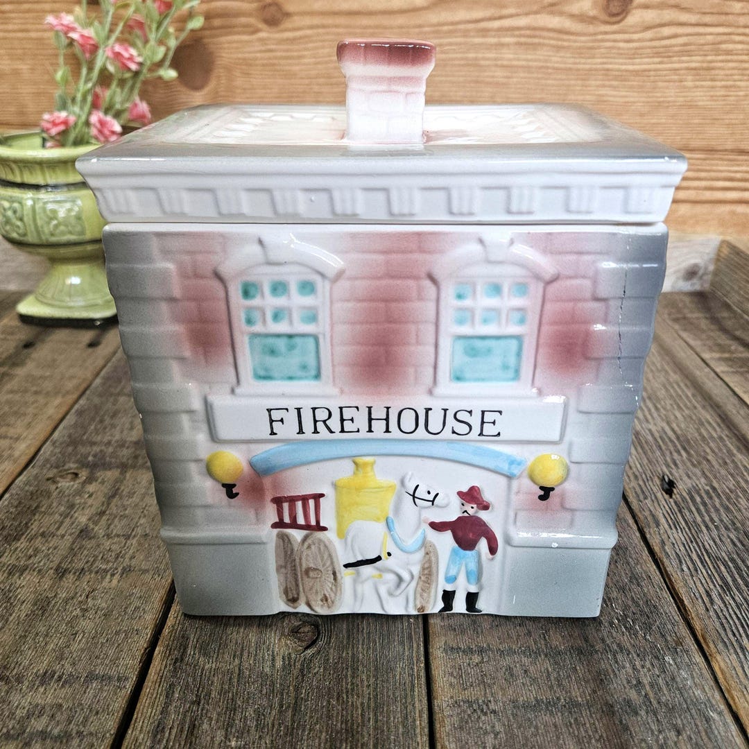 Vintage Firehouse Cookie Jar - Etsy