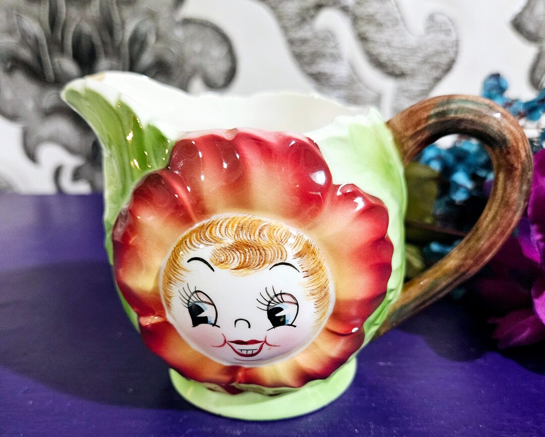 Vintage Anthropomorphic Cabbage Rose Creamer Decanter Cup PY Japan - Etsy