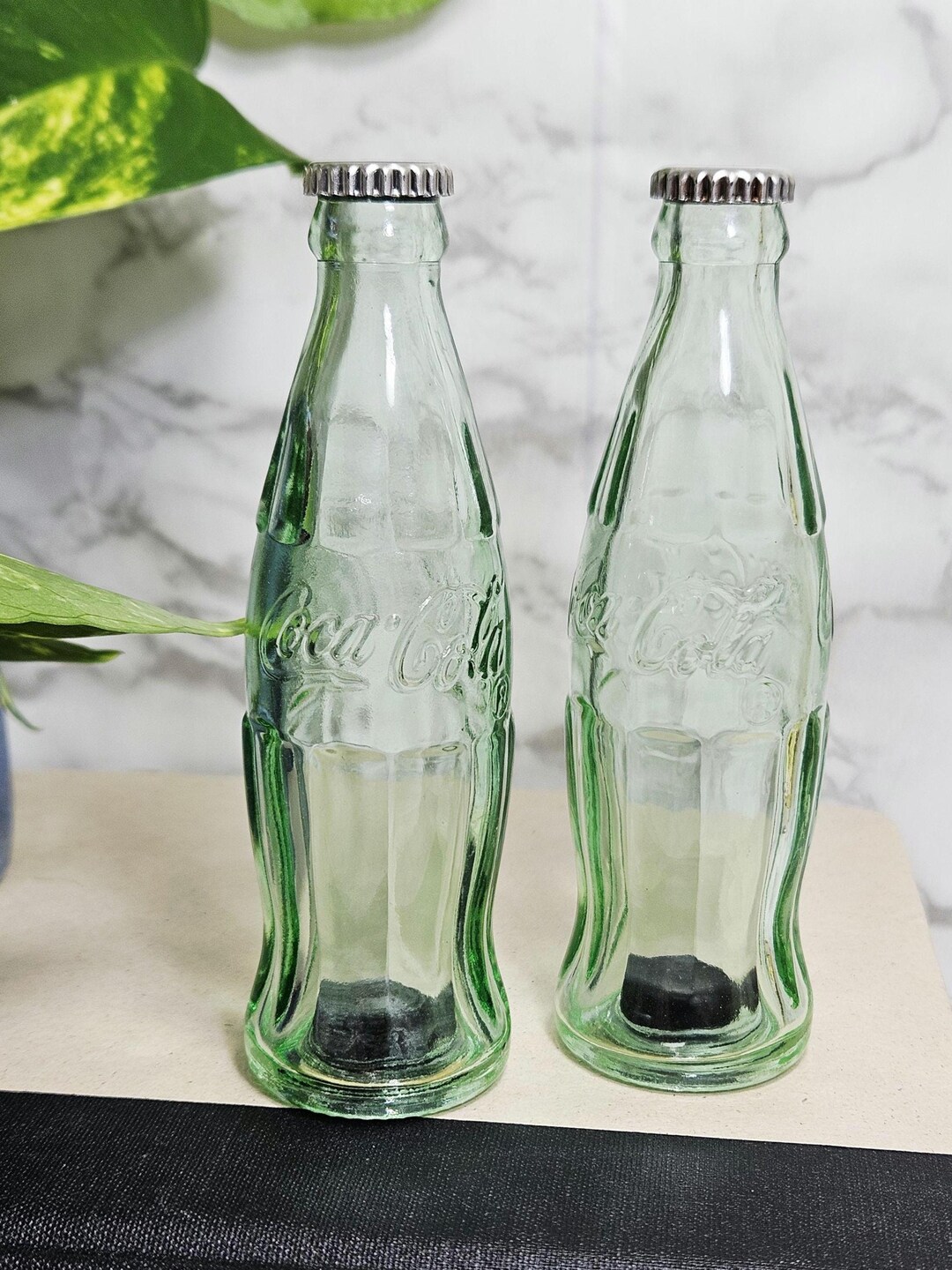 Vintage Coca-cola Green Glowing Glass Salt and Pepper Shakers - Etsy