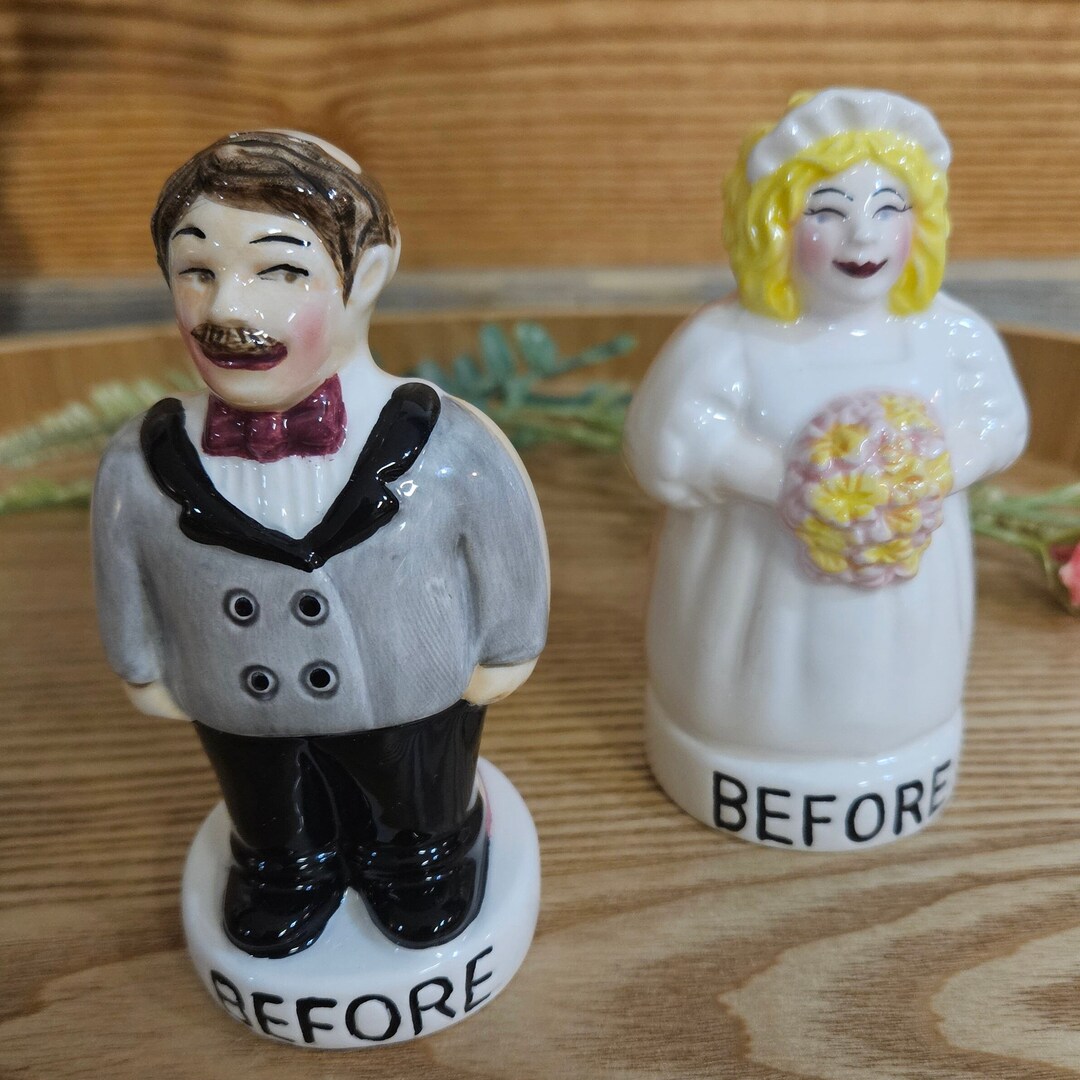 Funny Vintage Ceramic before and After Marriage Salt and Pepper Shakers ...