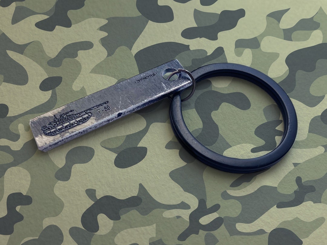 Russian Tank Skin Personalized Keychain Tag. Text, Morse Code or QR ...