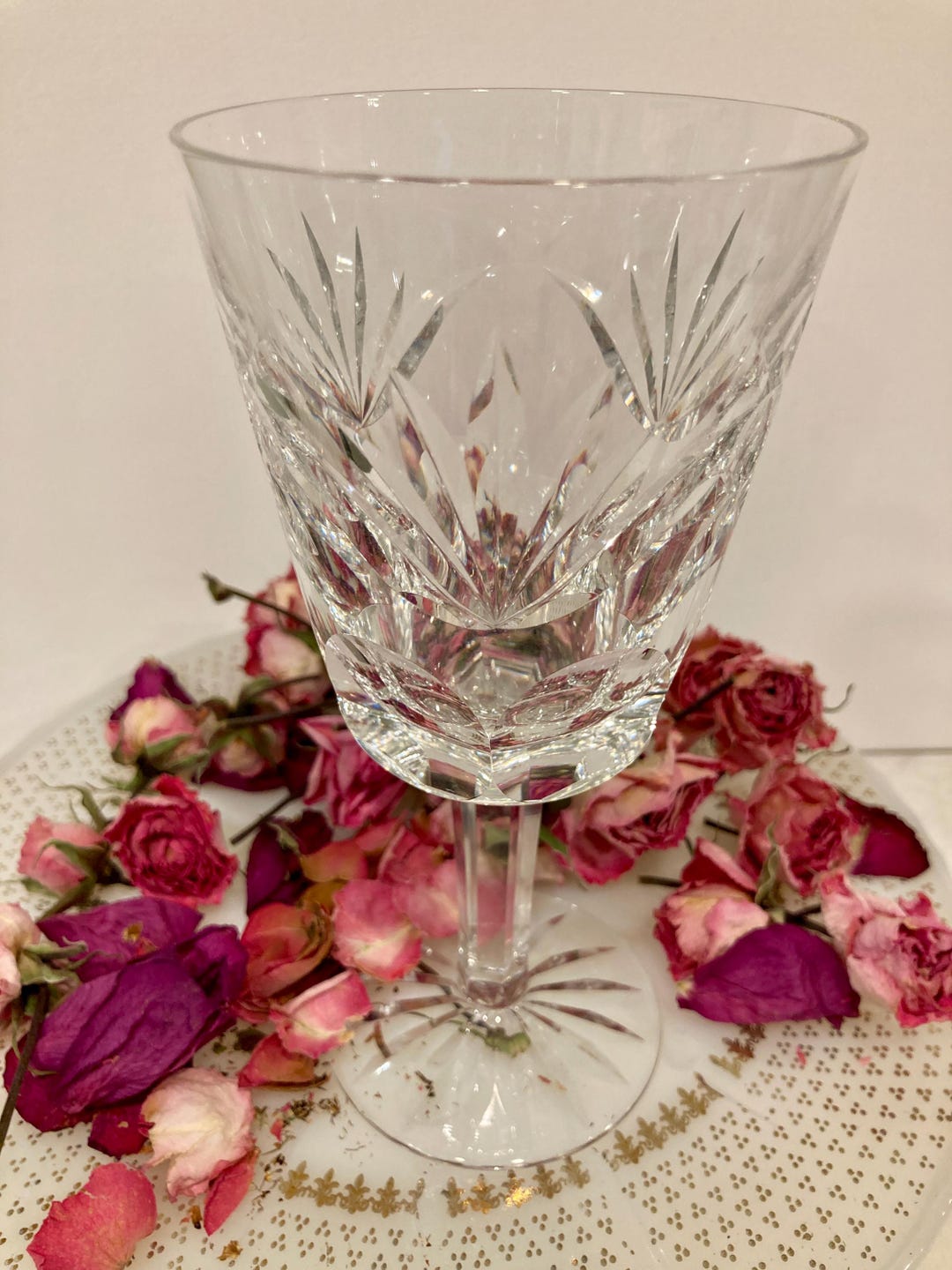 Stunning Waterford Crystal Water Goblets "ashling" Pattern Cut Fans ...