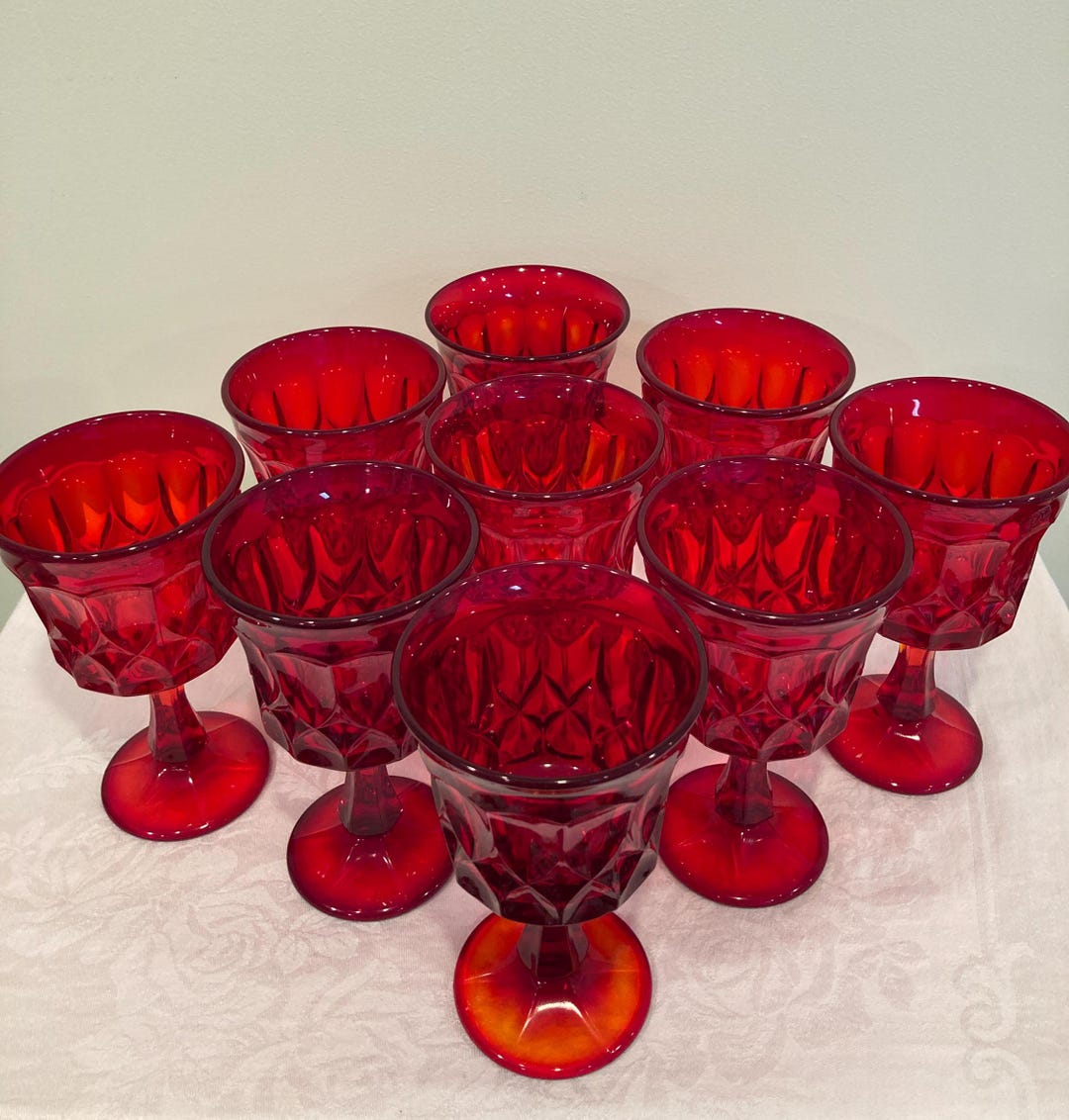 Stunning Ruby Red Noritake Perspective Water Goblets~ Excellent Vintage ...