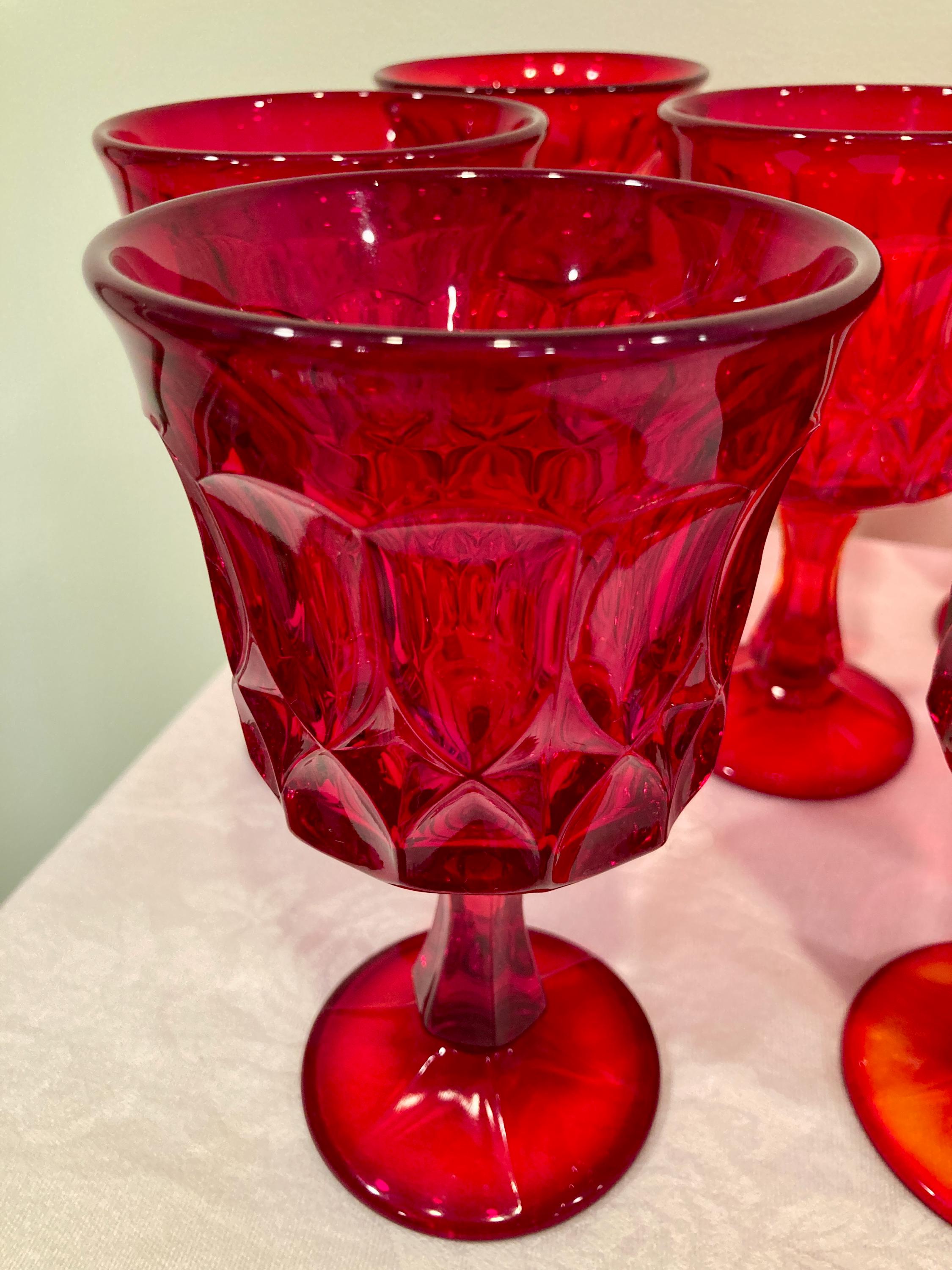 Stunning Ruby Red Noritake Perspective Water Goblets~ Excellent Vintage ...