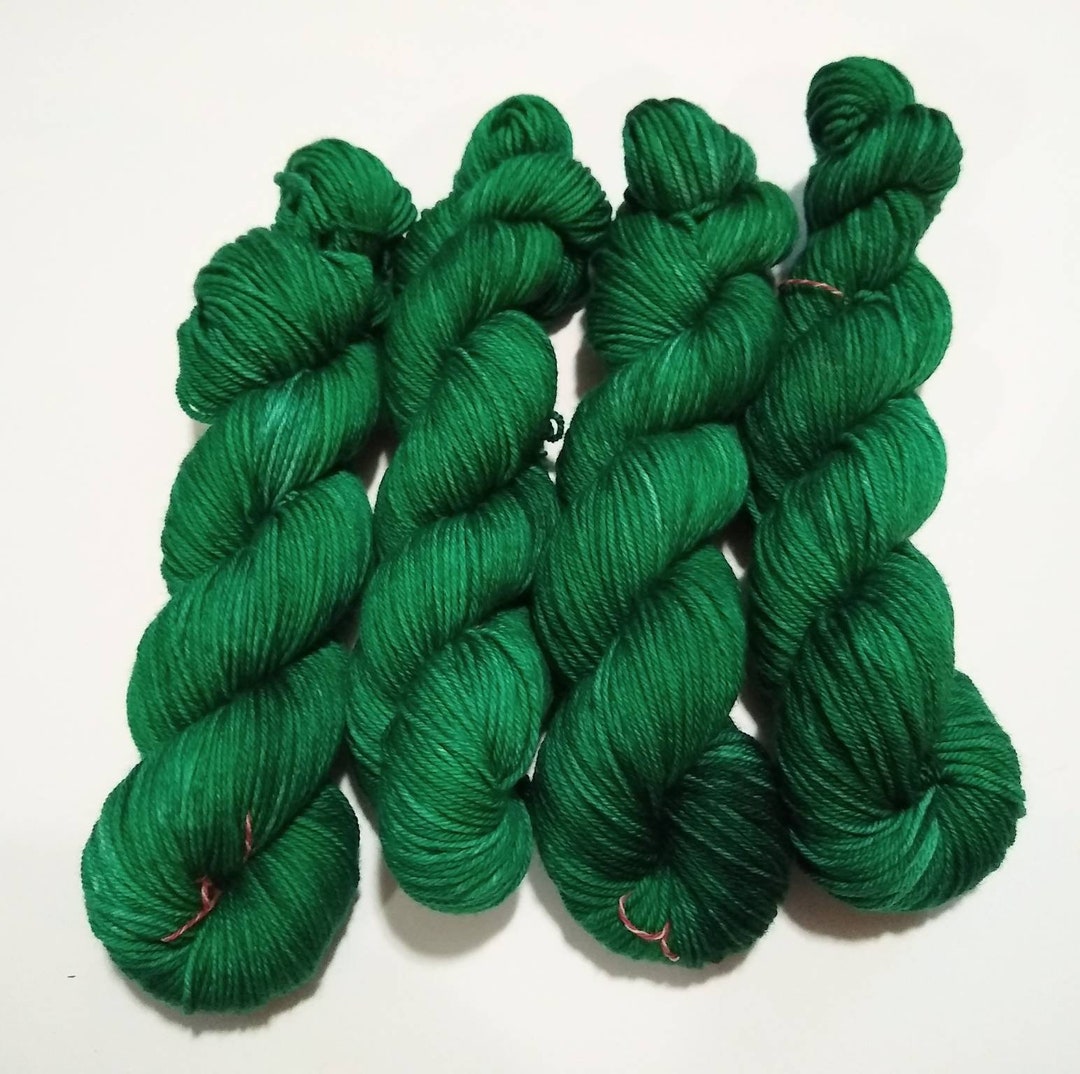 Hand Dyed Yarn ~ EMERALD 100g Superwash Merino Worsted Wool 4 Ply Yarn ...
