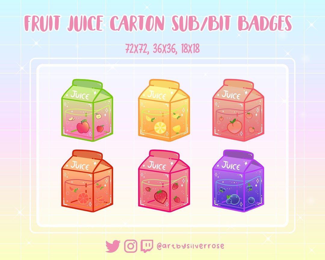 Fruit Juice Box Twitch Sub Badges/cheer Bits Set - Etsy