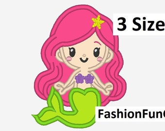 Mermaid Applique Design Machine Embroidery Digital File Instant ...
