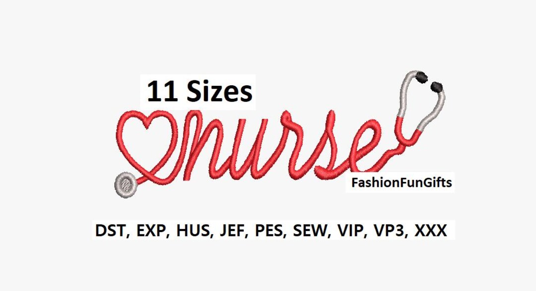 Nurse Heart Stethoscope Embroidery Design: 11 Sizes (digital File) - Etsy
