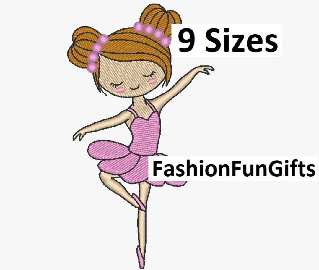 Ballerina Embroidery Machine 9 Sizes Digital File Design Cute Little ...