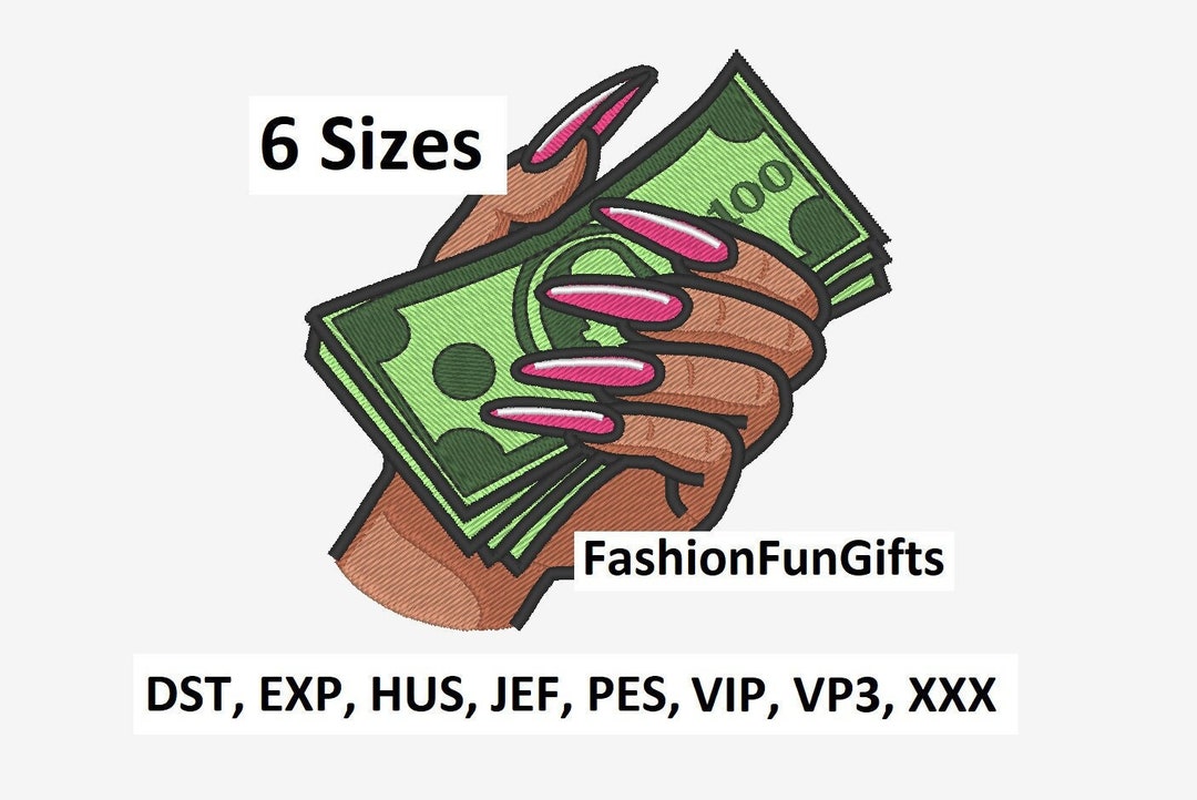 Money Hand Embroidery Design: Long Nails, 6 Sizes (digital File) - Etsy