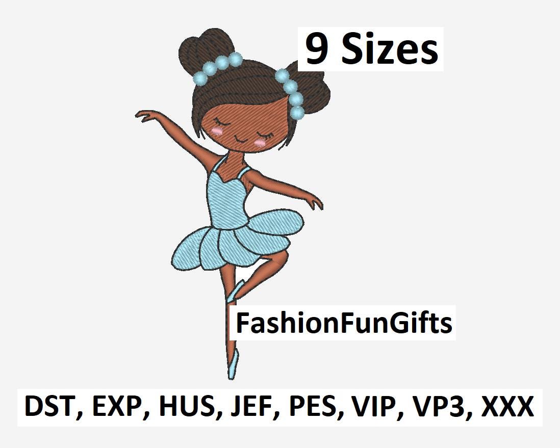 Ballerina Embroidery Machine 9 Sizes Digital File Design Little Black ...