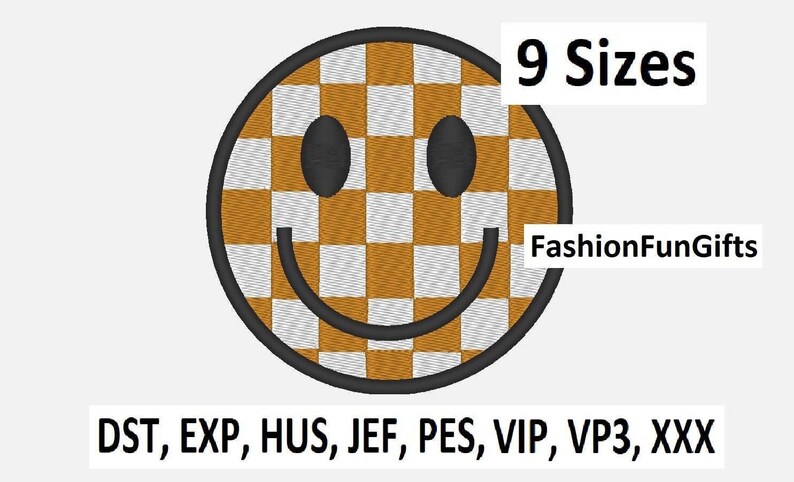 Checkered Smiley Face Machine Embroidery Design: Retro Groovy Smile 9 ...