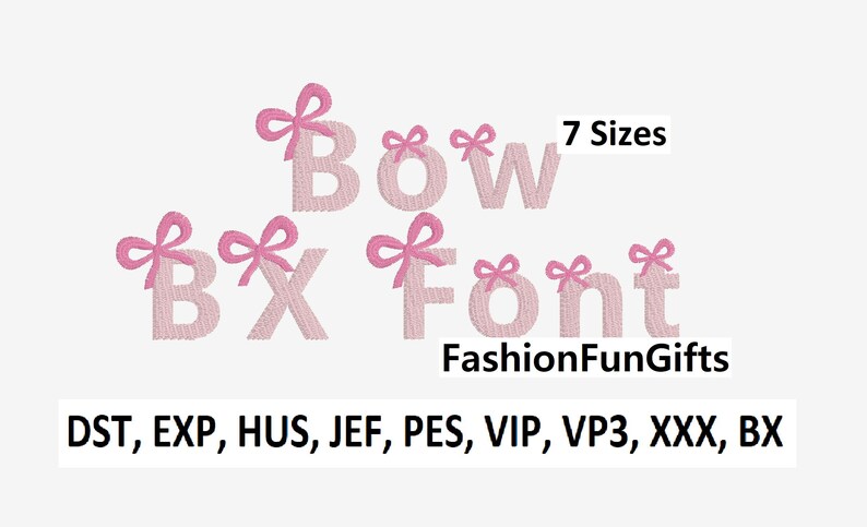 Bow Embroidery Font Machine Embroidery Designs 7 Sizes Cute Vintage ...