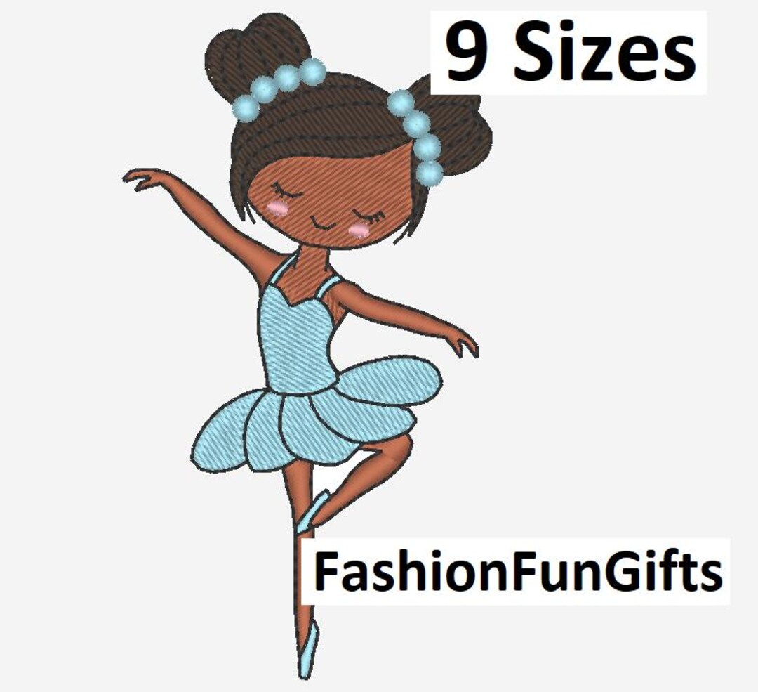 Ballerina Embroidery Machine 9 Sizes Digital File Design Little Black ...