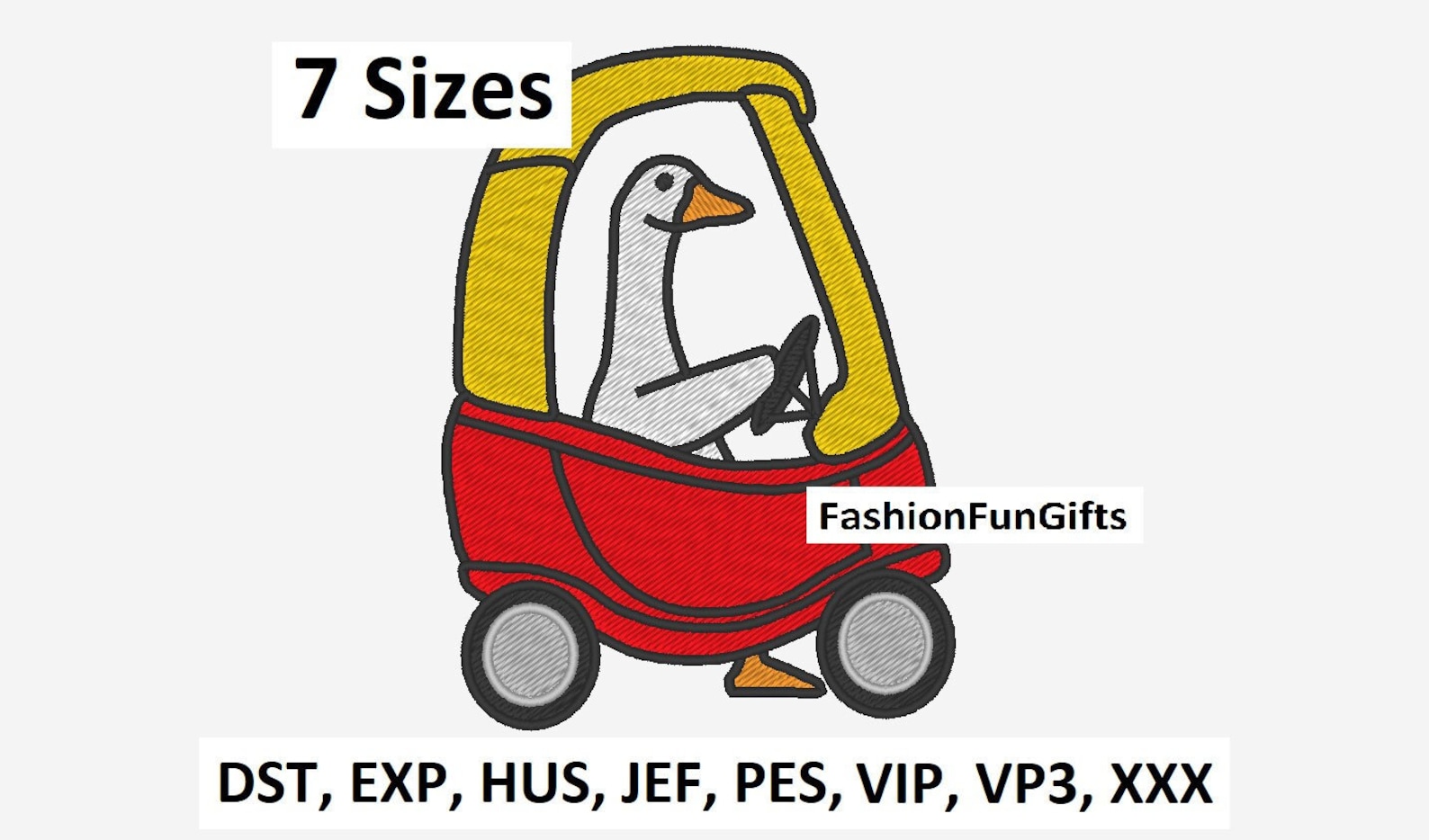 Silly Goose Embroidery Design Driving A Car 7 Sizes Machine Embroidery ...