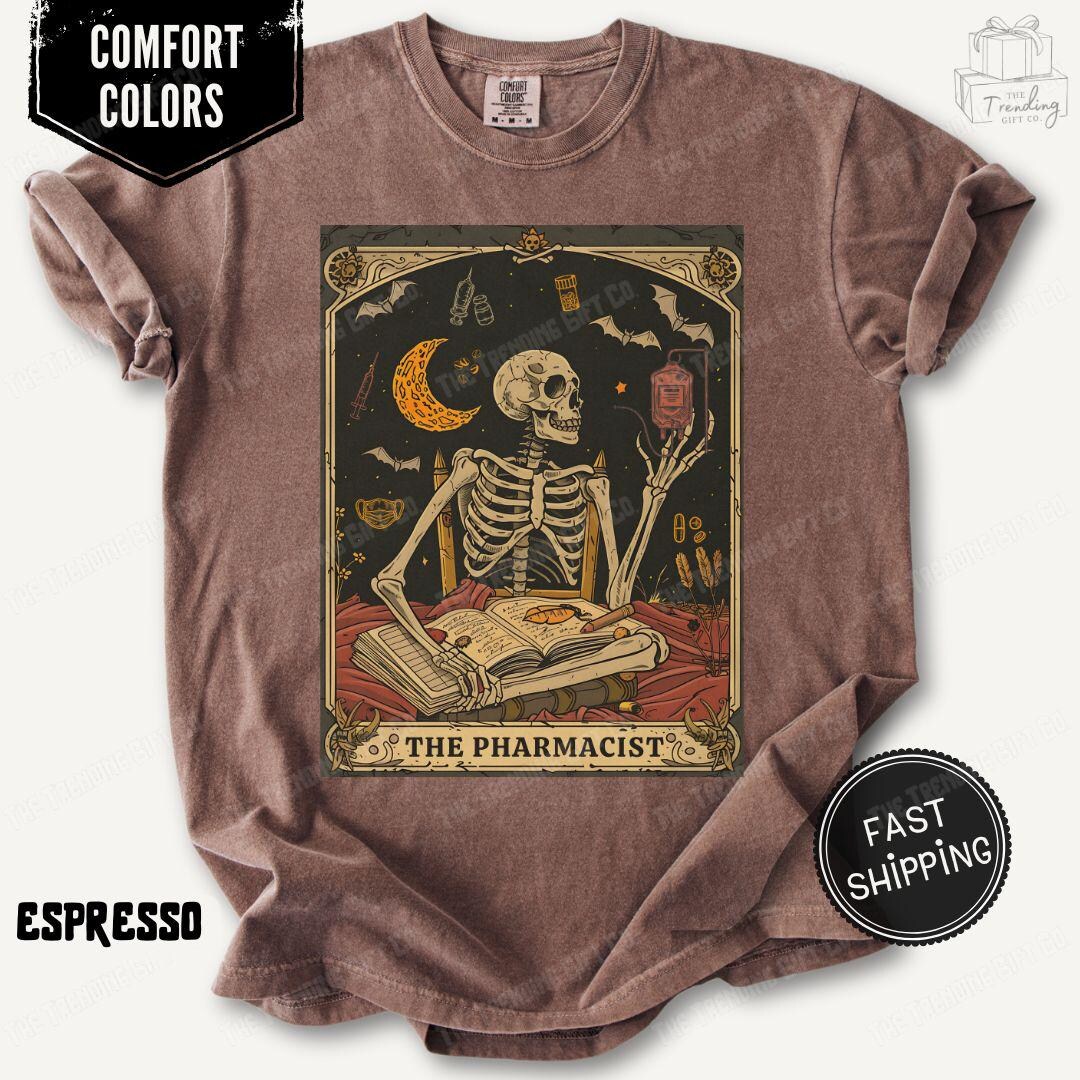 Pharmacist Halloween Shirt, Skeleton Tarot Card Tee, Pharmacy Tech Gift ...