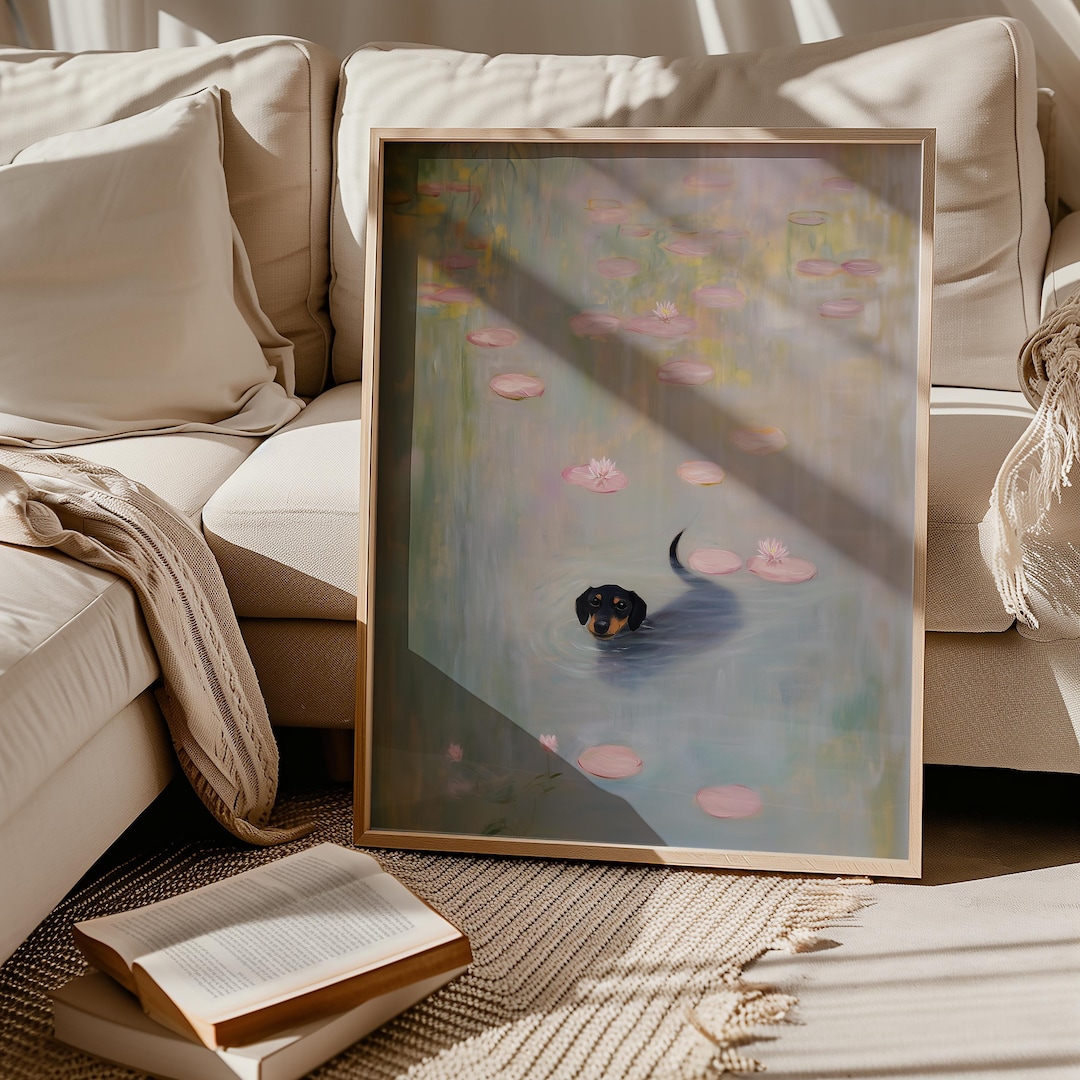 Monet Waterlily Dachshund Wall Art, Claude Monet Dog Print, Doxie Art ...