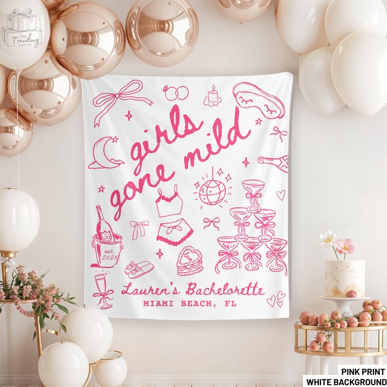 Girls Gone Mild Bachelorette Banner, Bach Party Welcome Sign Tapestry ...
