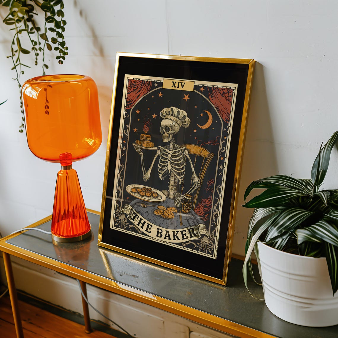 Baking Art Print,skeleton Cooking Print,tarot Card Wall Art,gift for ...