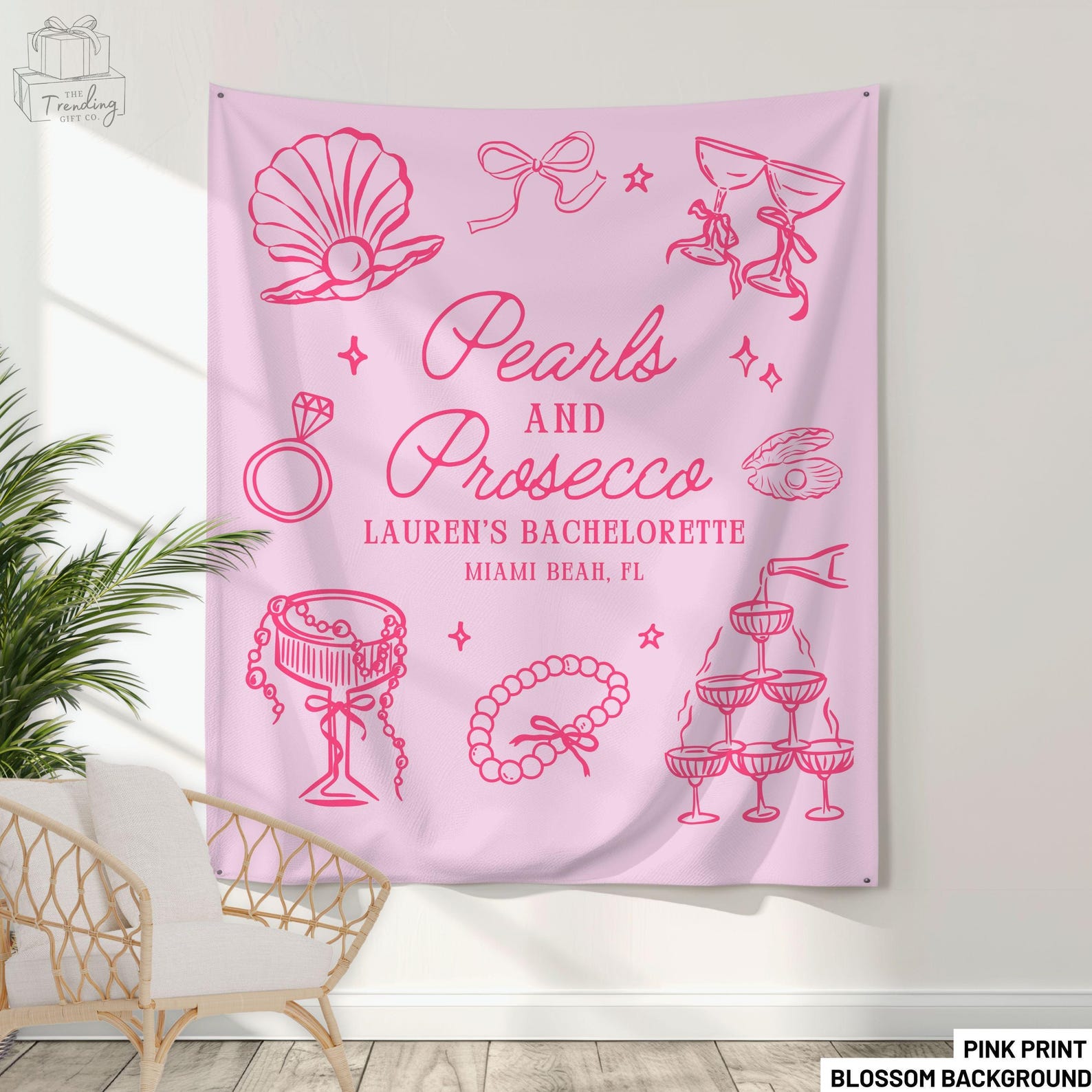 Custom Pearls and Prosecco Bridal Shower Banner, Prosecco and Pearls ...