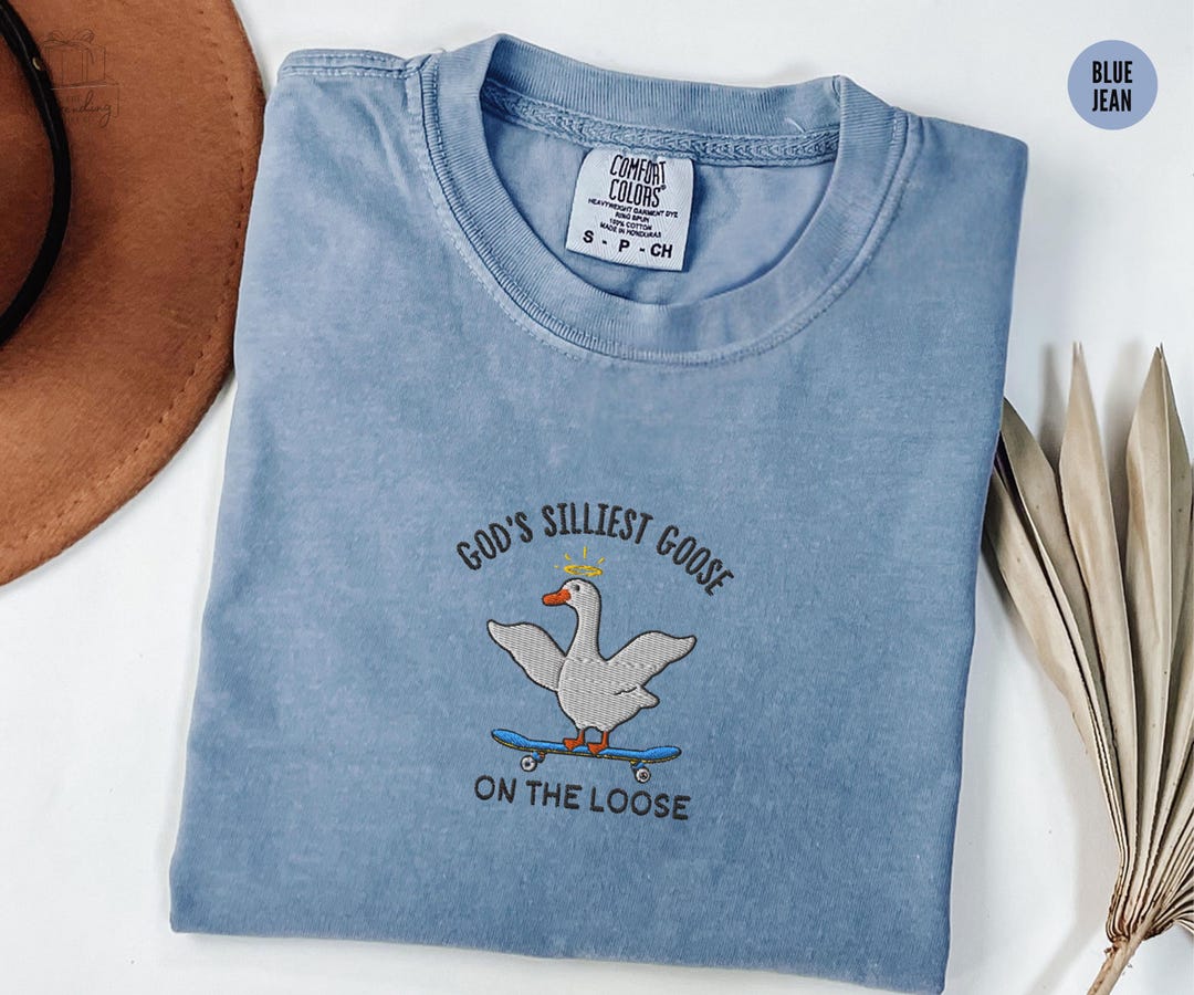 Embroidered Silly Goose God's Silliest Goose Shirt, Trendy Meme Tshirt ...