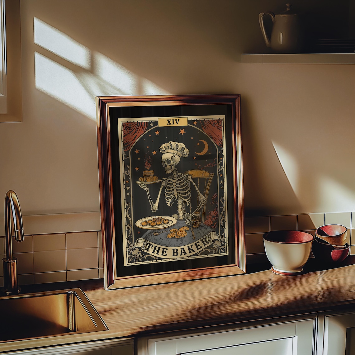 Baking Art Print,skeleton Cooking Print,tarot Card Wall Art,gift for ...