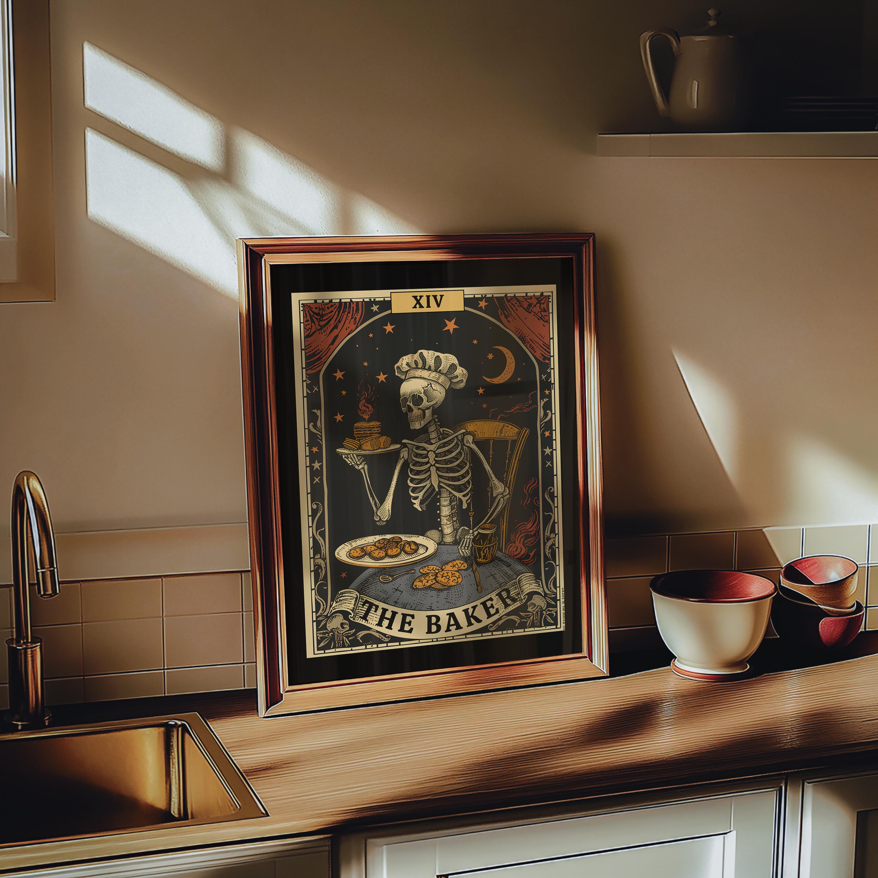 Baking Art Print,skeleton Cooking Print,tarot Card Wall Art,gift for ...