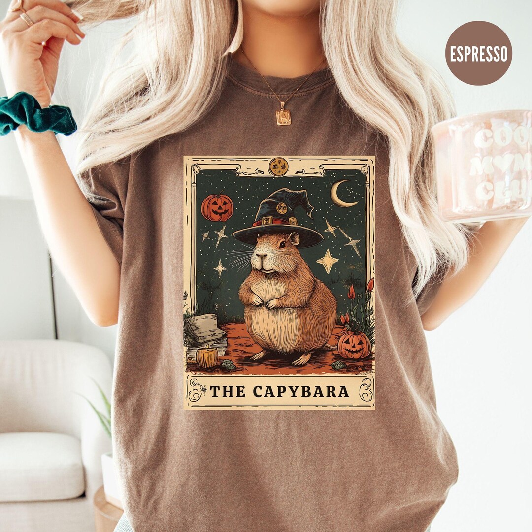 Halloween Capybara Tarot Card T-shirt, Vintage Capybara Shirt,capybara ...