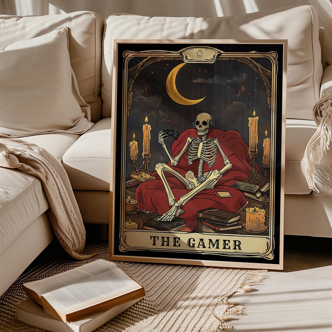 Gaming Wall Art, the Gamer Tarot Card Print, Vintage Gaming Print ...
