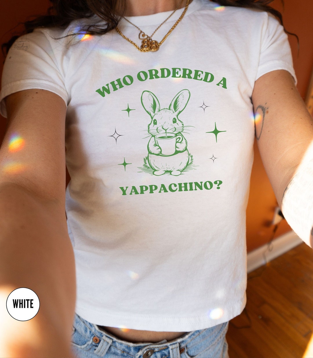 Y2k Baby Tee Yappachino Vintage Bunny Lovers, Coffee Person Shirt ...