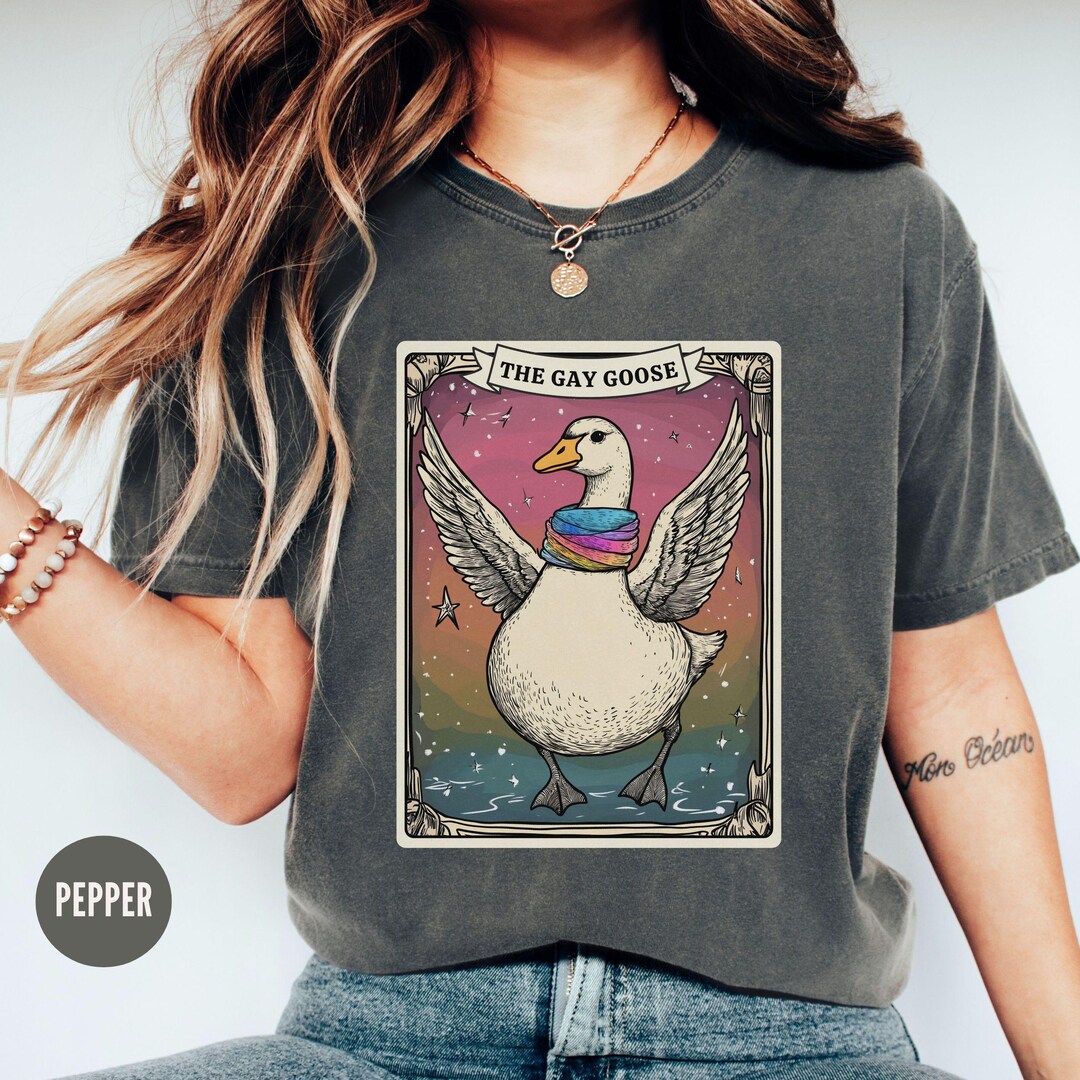 Funny Gay Pride Shirt, Silly Goose Tarot Card Tee, Rainbow Gay Shirts ...